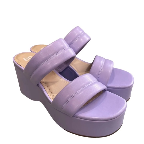 bp | Shoes | Bp Purple High Heel Platform Wedge Sandals Size 75 | Poshmark